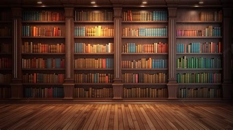 Rak Buku Tua Di Perpustakaan Gambar Stok Ilustrasi 3d Latar Belakang