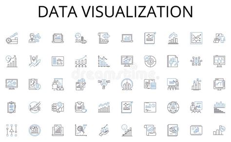 Data Visualization Line Icons Collection Targeting Banners Clicks