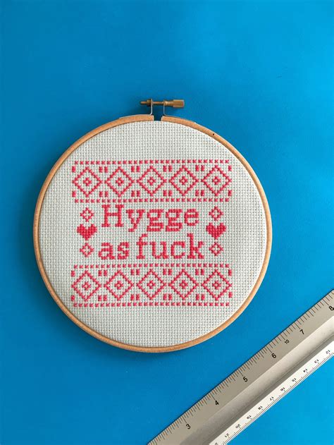 Hygge Hygge Home Pdf Pattern Diy Gift Fuck Cross Stitch Etsy