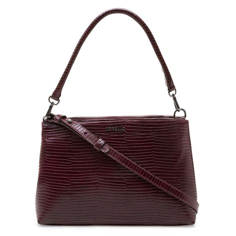 Bolsa De Ombro Feminina Couro New Lezard Malbec
