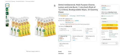 Dettol 12 Pack Antibacterial Multi Purpose Cleaner 6 Litres £3528