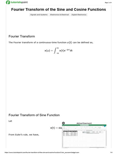 Fourier Transform Of The Sine And Cosine Functions Pdf