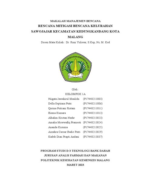 Makalah Strategi Mitigasi Bencana Banjir Dan Kebakaran Kelurahan
