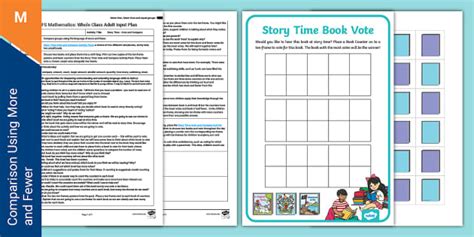 Eyfs Maths Comparing Story Time Votes Planning And Pack