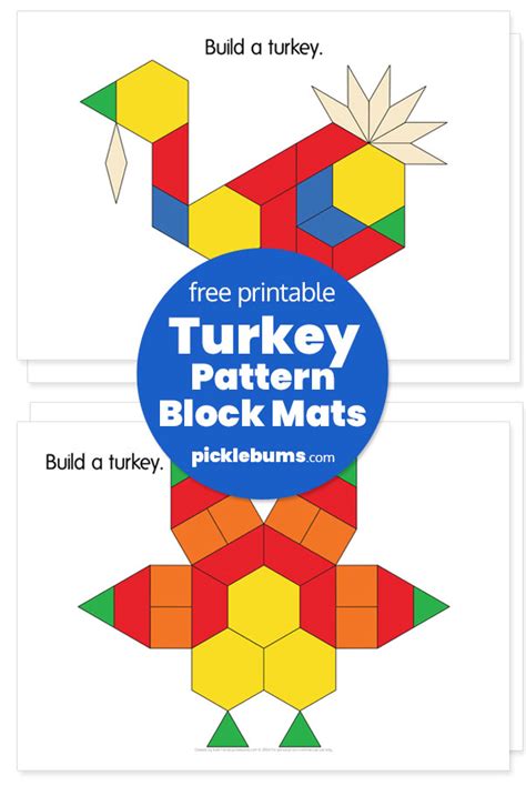 Pattern Block Turkeys Free Printable Picklebums