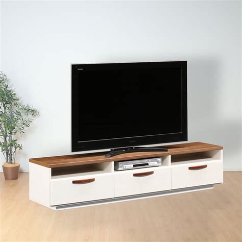 【大川家具】テレビボード 175cm幅 アベニール ナチュラルブラウン 中村敬木工 ホワイトとウッドカラーのコントラストが美しいテレビ台
