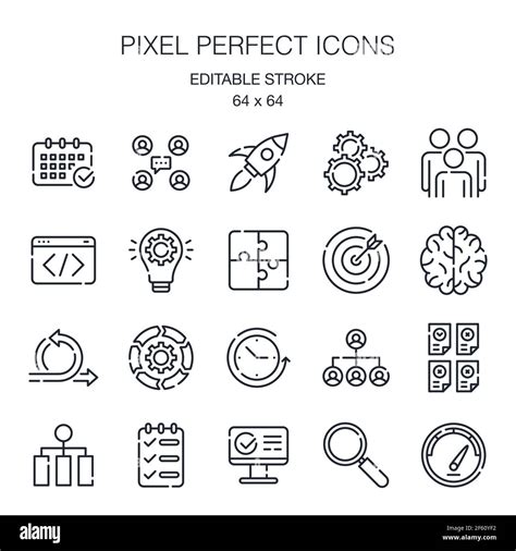 Agile Software Development Methodology Editable Stroke Outline Icons