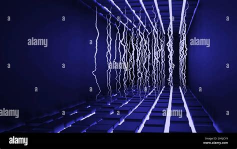 3d Corridor With Electric Waves Design Rows Of Vibrating Electric
