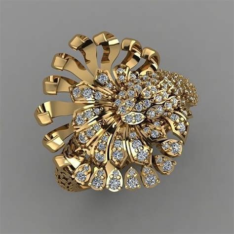 Daimond Ring With Plain Leaves Like Octopus 3d Ring Model 3d Model 3d