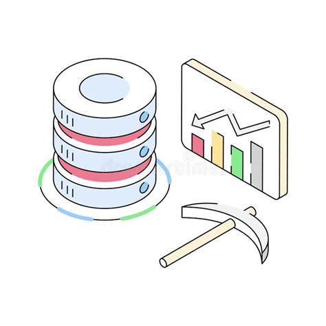 An Isometric Icon Illustrating Deep Data Mining Process Stock Vector