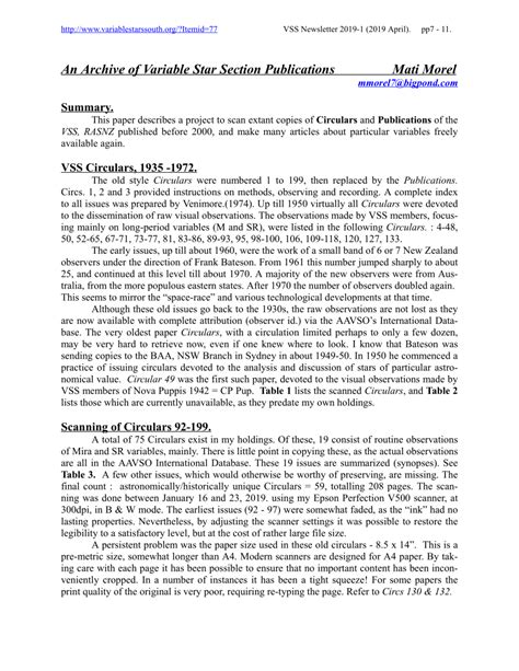 Pdf An Archive Of Variable Star Section Publications