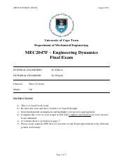 Engineering Dynamics Final Exam Study Guide Course Hero