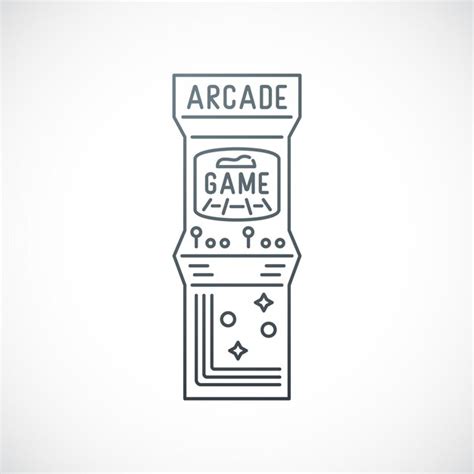 Premium Vector Retro Video Game Emblem Arcade Machine Line Icon Isolated On White Background