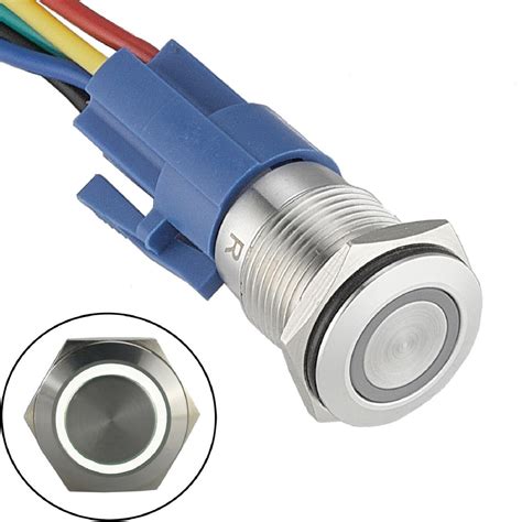 16mm Latching Push Button Switch 12 24v On Off Stainless Steel Led Self