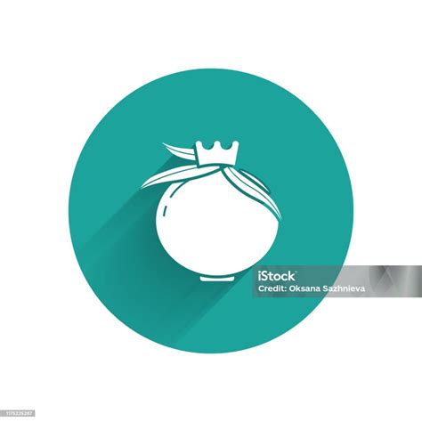 긴 그림자로 분리된 흰색 석류 아이콘입니다 가넷 과일 녹색 원 버튼입니다 벡터 일러스트레이션 0명에 대한 스톡 벡터 아트 및 기타 이미지 Istock