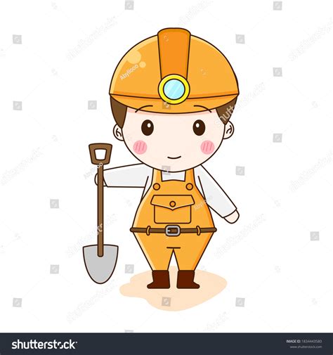 Cute Miner Vector Illustration Chibi Character Stock Vector Royalty Free 1834443580 Shutterstock