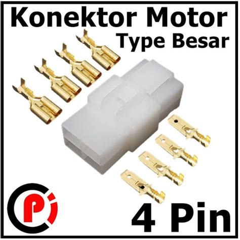 Jual Connector Motor Besar 6mm 4 Pin 4p Plus Skun Set Soket Konektor