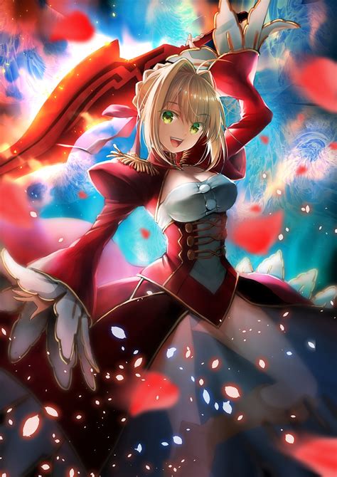 Wallpaper Illustration Blonde Anime Girls Short Hair Green Eyes Weapon Dress See