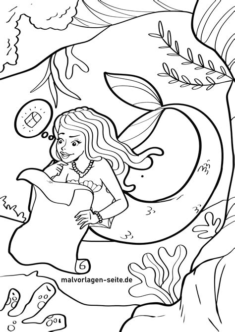 보물지도 색칠 페이지 인어 무료 색칠 공부 페이지