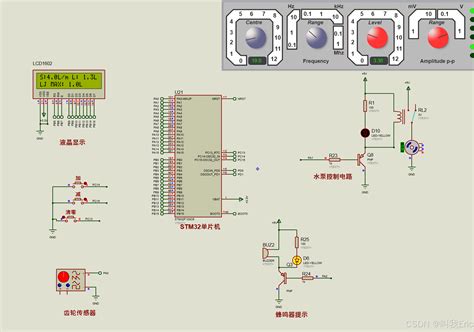 21 1 基于stm32的流量计智能流速流量监测、水泵报警系统（泵启动、阈值设置、lcd1602、超阈值报警、proteus）数字流量计原理