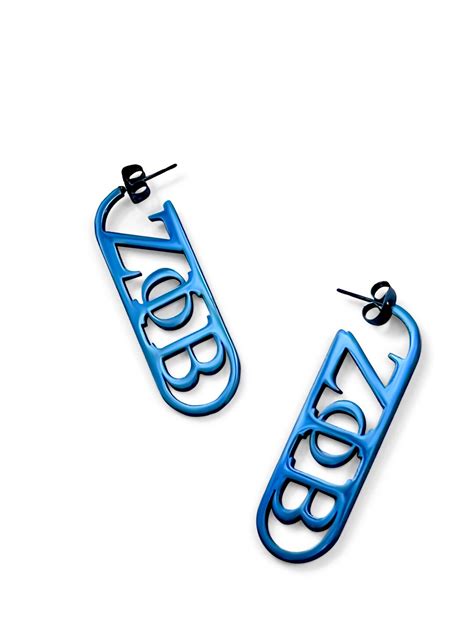 Zeta Phi Beta Blue Z Phi B Vertical Earrings Etsy