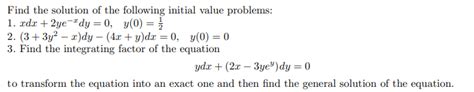 Find The Solution Of The Following Initial Value Chegg