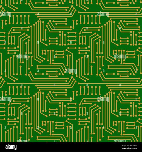 Electric Circuitry Pattern Seamless Microcircuit Background Circuit Board Texture Stock Vector