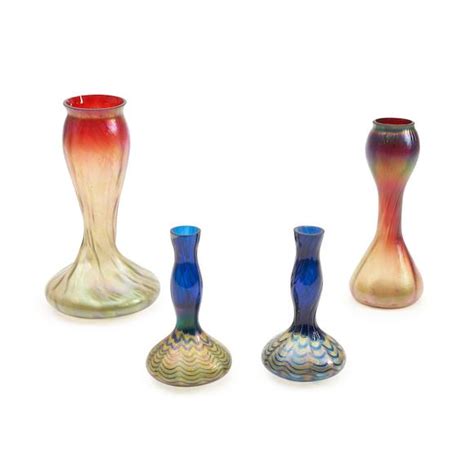 Bonhams Skinner Four Bohemian Art Glass Vases