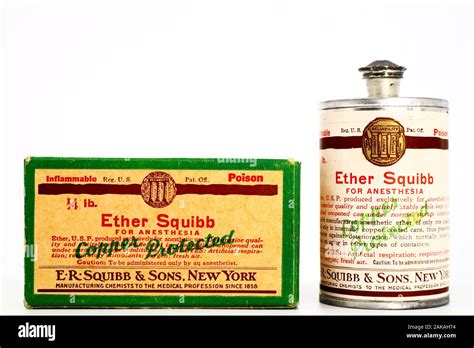 Vintage 1940s Poison 1 4 Lb Ether Squibb For Anesthesia Produced By E R Squibb New York And