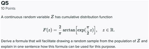 Solved A Continuous Random Variable Z Has Cumulative Chegg