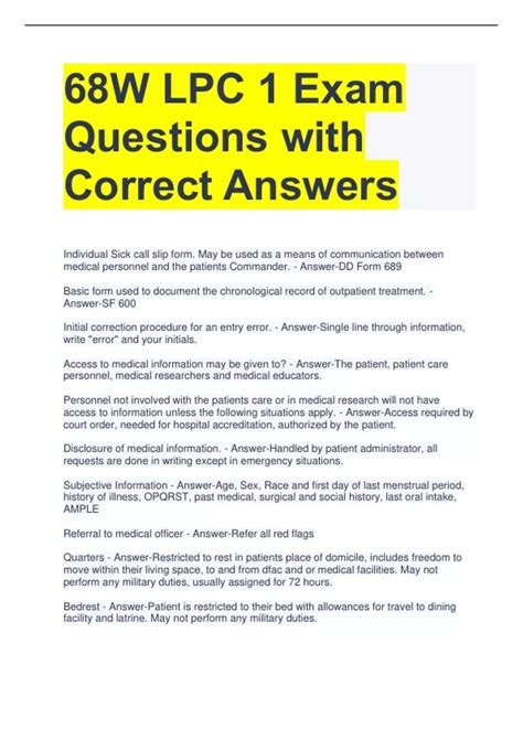W LPC Exam Questions With Correct Answers W LPC Stuvia US