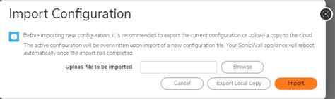 How To Import Settings On Sonicwall