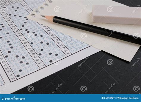 School Exam Answer Sheet And Pen Standard Test Form Or Answer Sheet