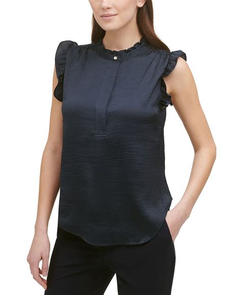 Dkny Ruffled Sleeveless Blouse Macys
