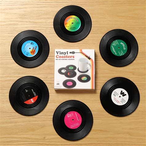6pcs Record Design Coasters With T Box Vinyl Record Coasters For