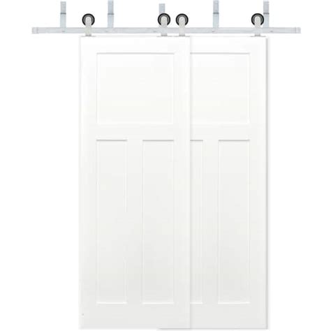 Pacific Entries 60 In X 80 In Bypass 3 Panel Solid Core Primed Pine