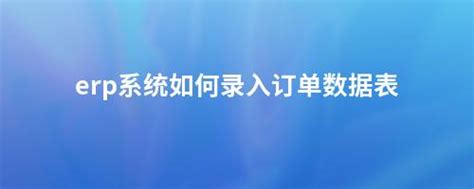 Erp系统如何录入订单数据表 畅捷通