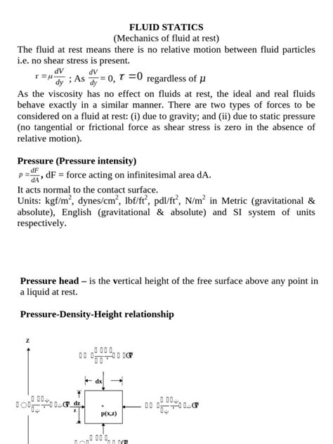 2 fluid statics pdf pressure measurement buoyancy