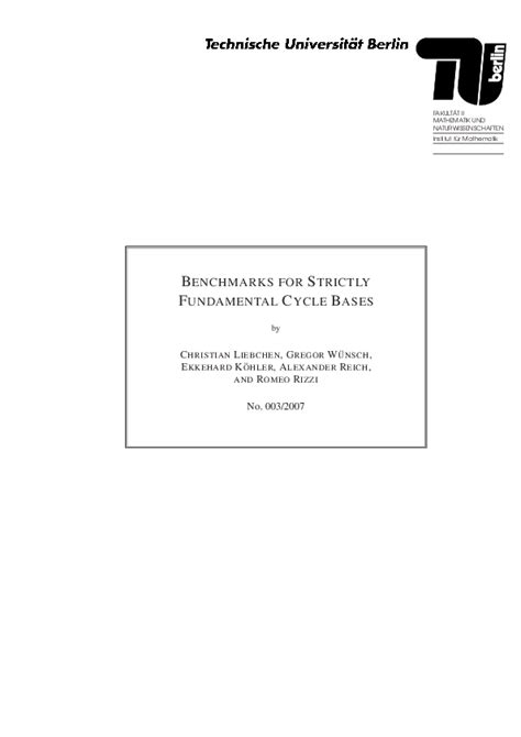 Pdf Benchmarks For Strictly Fundamental Cycle Bases