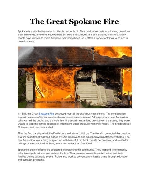 The Great Spokane Fire History And Rebuilding