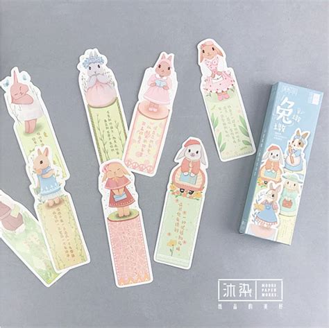 兔墩墩纸质异形书签盒装小清新可爱卡通小兔手绘学生用留言小卡片 淘宝网 花瓣网