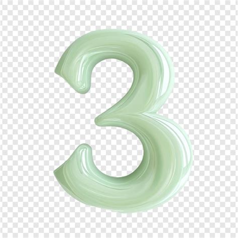 Free Psd Number Three Jade Green Swirls Design Element