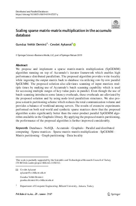 pdf scaling sparse matrix matrix multiplication in the accumulo database