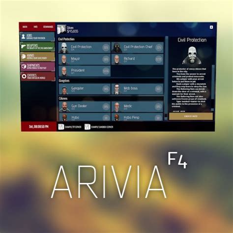 [gmodstore] [ 1679] Arivia F4 Darkrp Menu [resources Only] для Garrys Mod