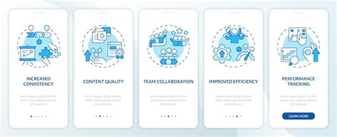 Premium Vector Editorial Calendar Advantages Blue Onboarding Mobile App Screen
