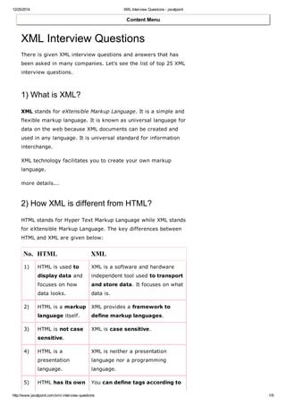 Xml Interview Questions PDF