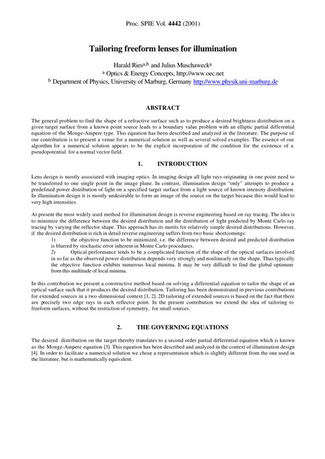 PDF Tailored Freeform Optical Surfaces For Illumination