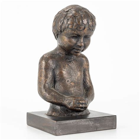 Irénée DURIEZ 1950 een bronzen beeld van een jongen gemerkt 5 6
