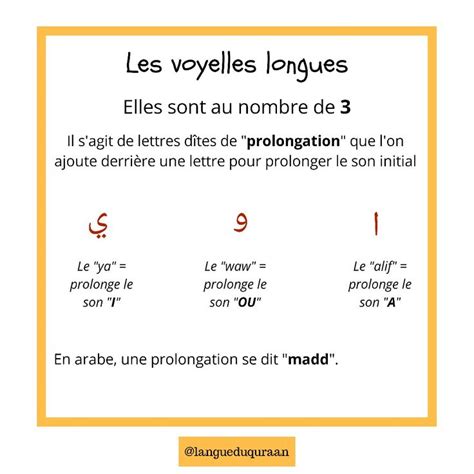 Les Voyelles Longues Les Voyelles Apprendre L Arabe Sons Initiaux