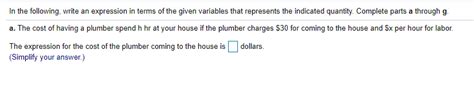 Solved In The Following Write An Expression In Terms Of The Chegg